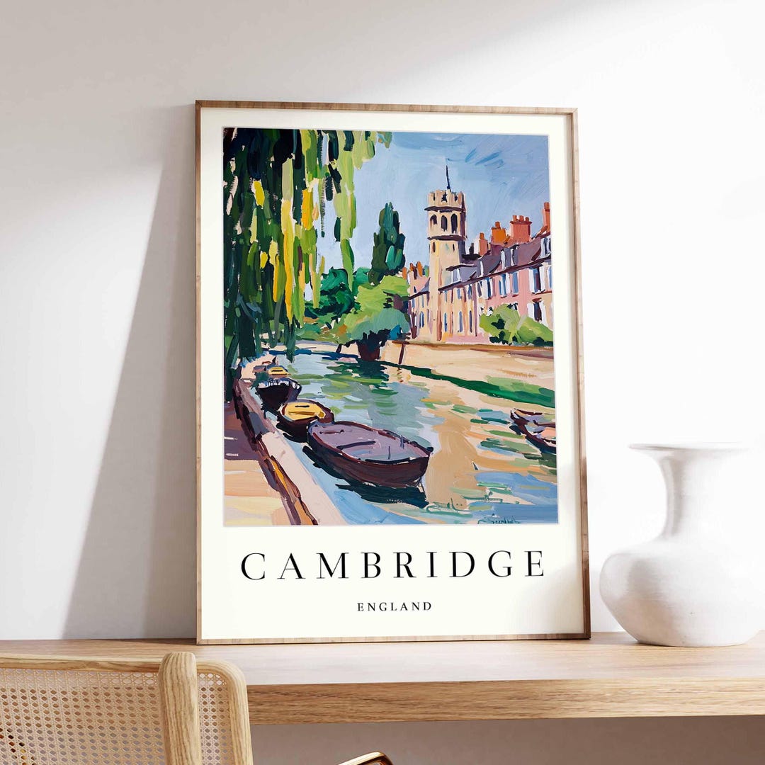 Cambridge University Print: River Cam Punting Art - Etsy