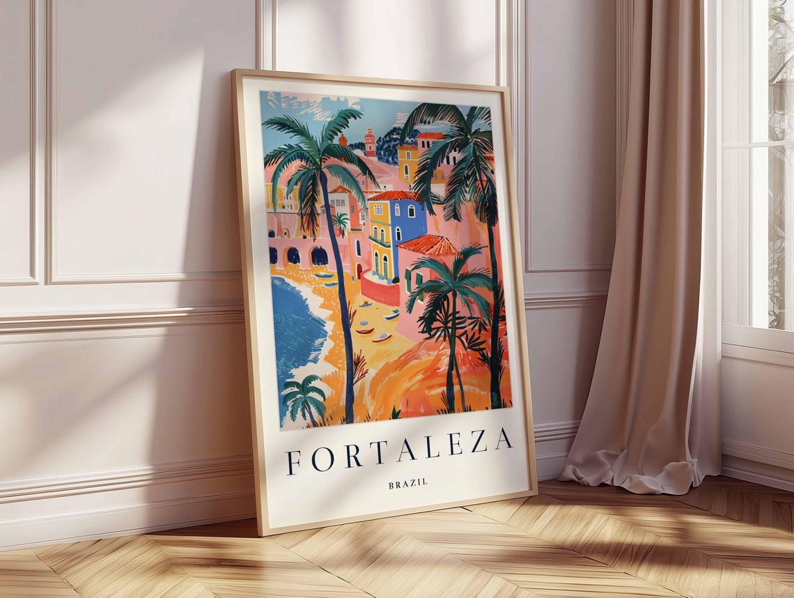 Fortaleza Brazil Travel Poster: Beach City Coastal Art - Etsy