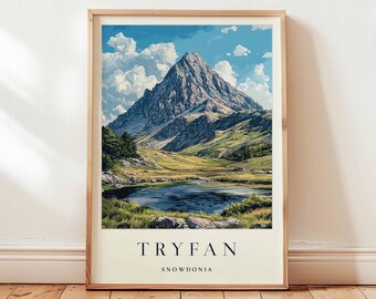 Tryfan Wall Art - Wales Hiking Trail Map Print, Snowdonia National Park ...