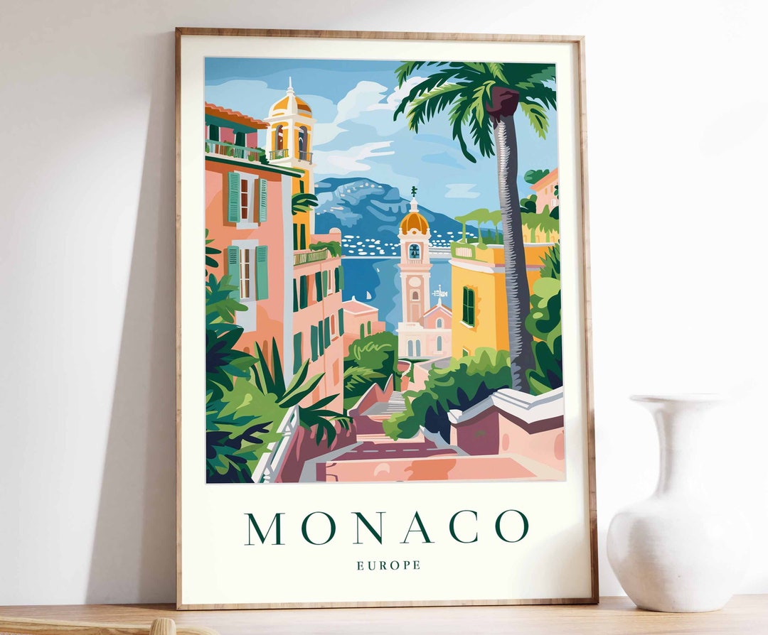 Monaco Poster, Monaco Travel Print, Europe Wall Art, European Decor ...