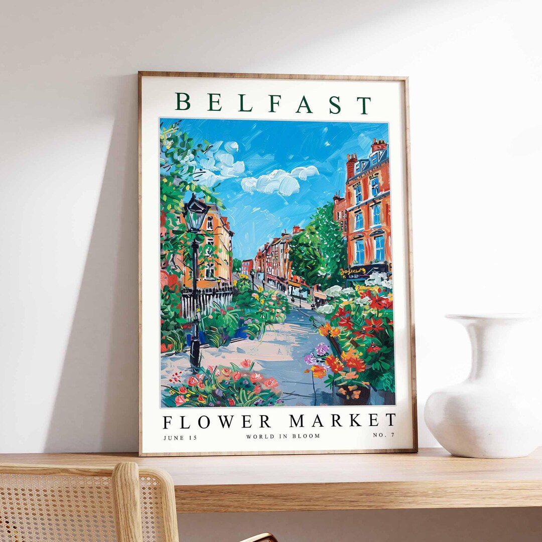 Belfast Flower Market Poster, Belfast print, Irish Floral Wall Art ...