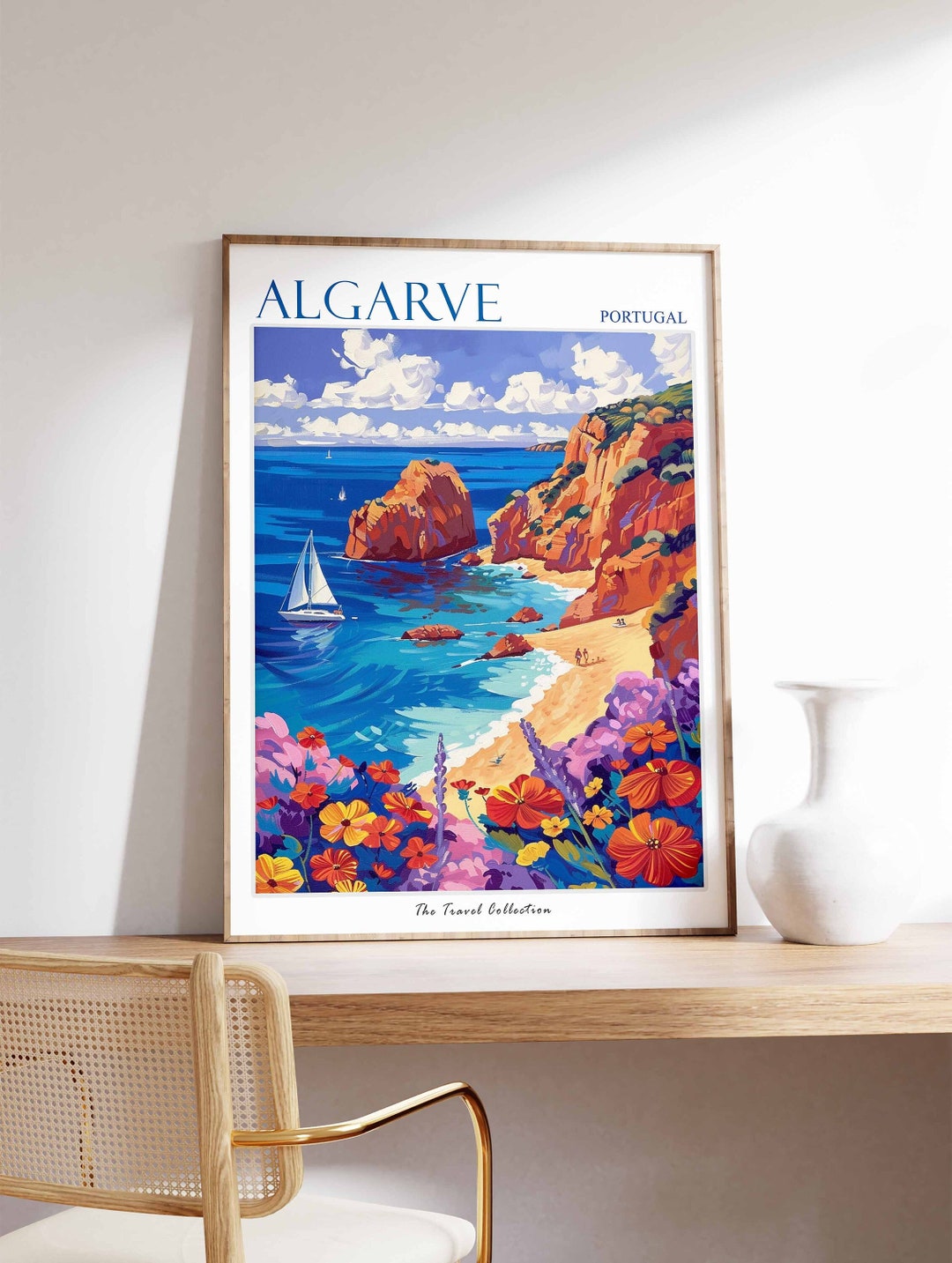 Algarve Poster, Algarve Travel Print, Portugal Travel Poster, Tropical ...