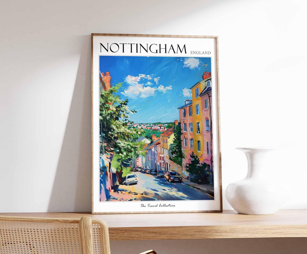 Nottingham Travel Poster: Vintage England City Print - Etsy