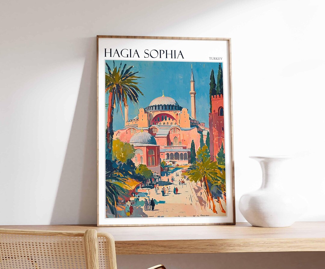 Hagia Sophia Poster, Turkey Travel Print, Islamic Wall Art, Tropical ...
