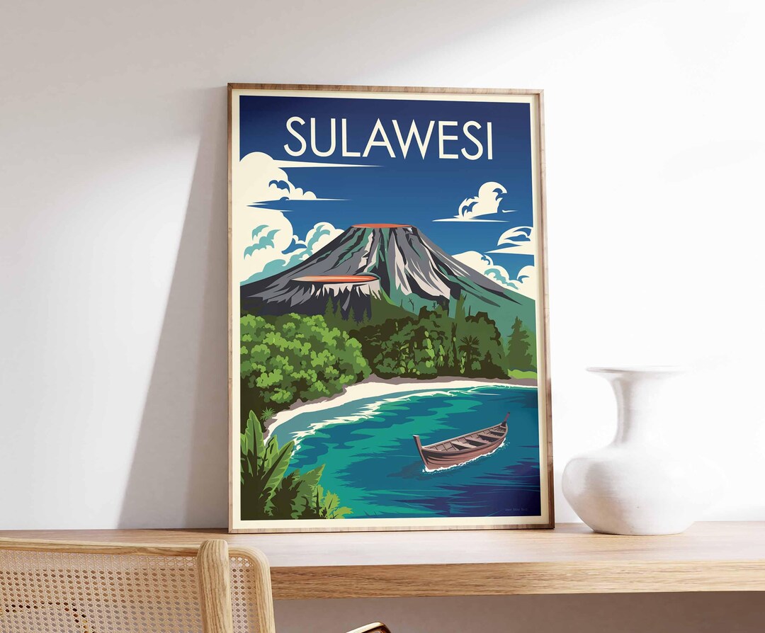 Sulawesi Print, Southeast Asia Poster, Indonesia Travel Poster, Travel ...