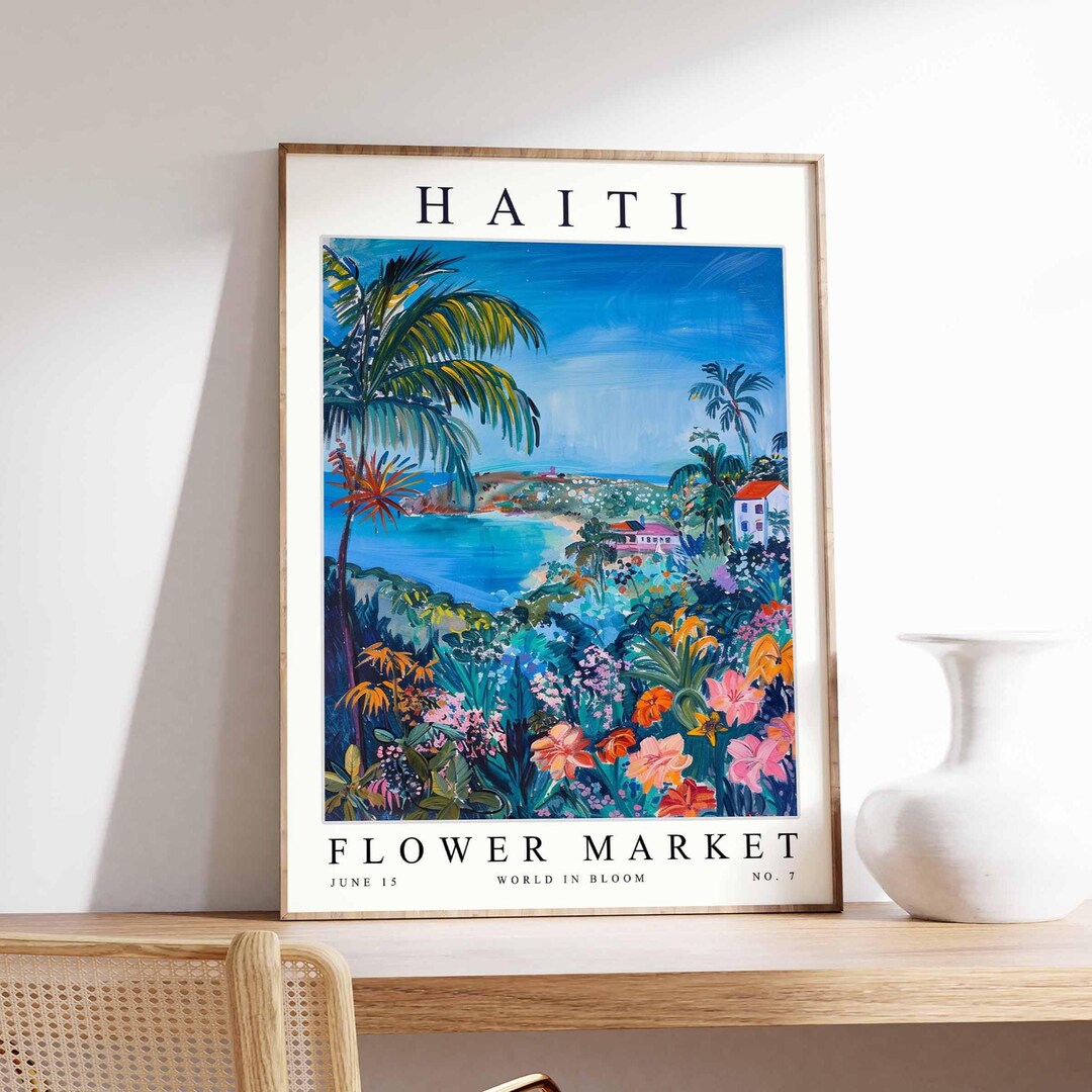 Haiti Flower Market Poster, Haiti Print, Haitian Floral Wall Art, Haiti ...