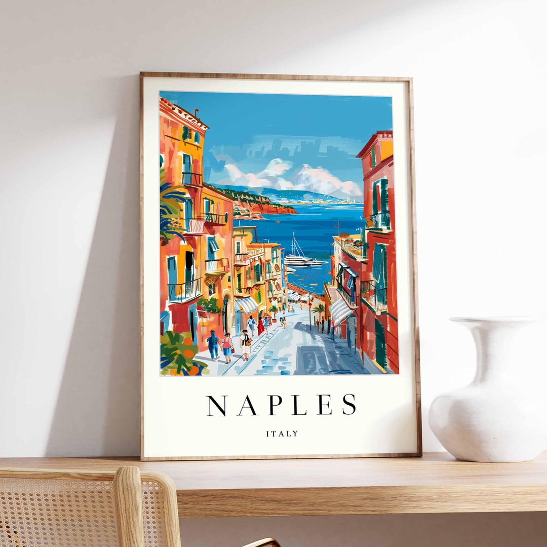 Naples Poster, Italy Travel Print, Mount Vesuvius Print, Neapolitan ...