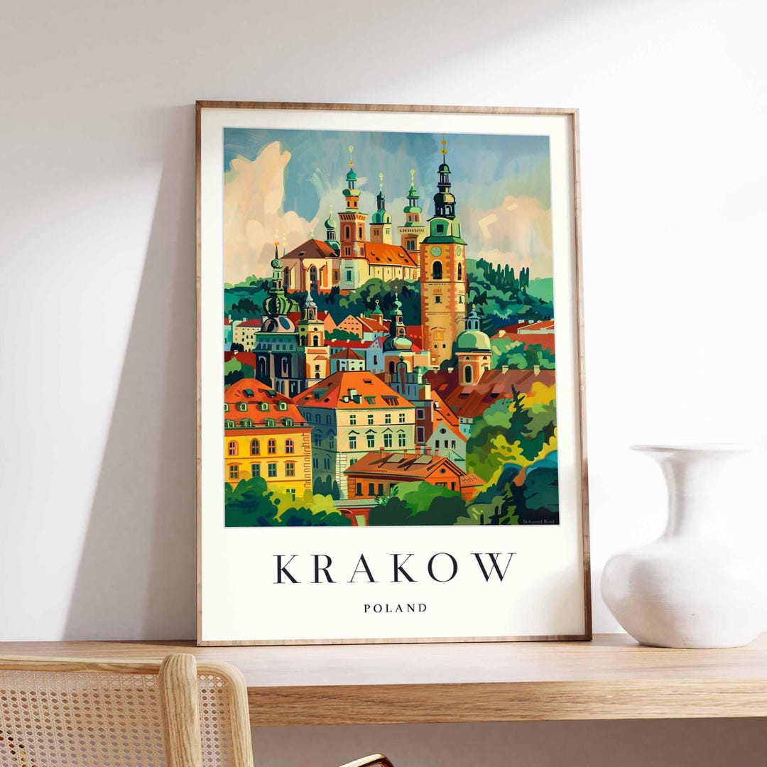 Krakow Poster: Minimalist Poland City Skyline Art Print - Etsy
