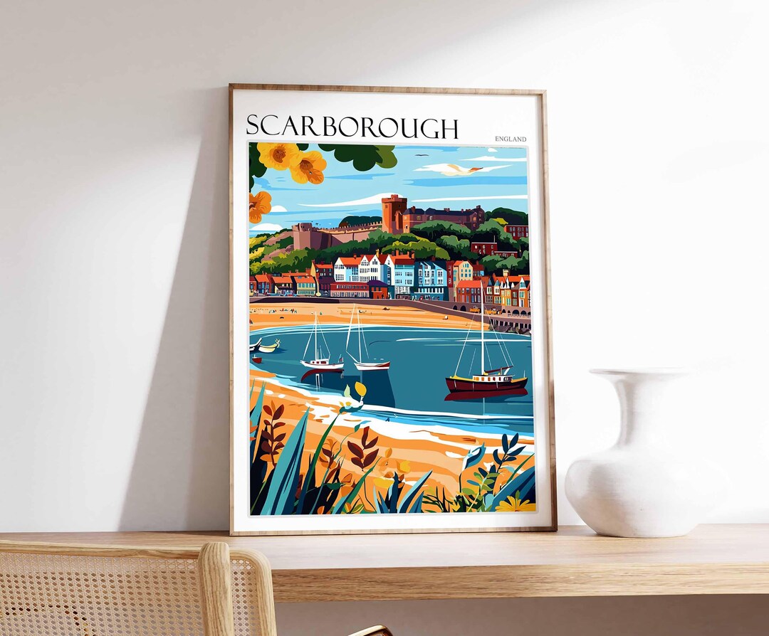 Scarborough Poster, UK Travel Poster, Coastal Wall Art, British Decor ...