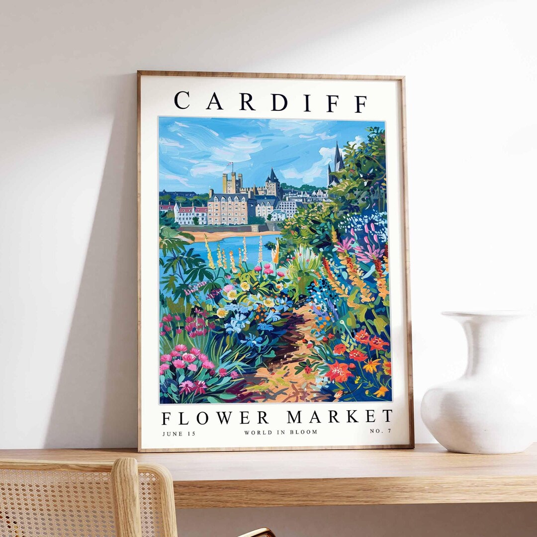Cardiff Flower Market Poster: Welsh Floral Botanical Print - Etsy