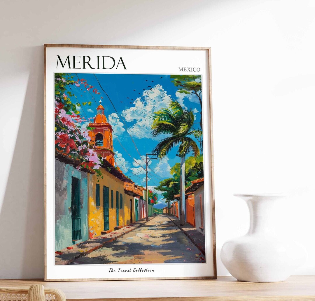 Merida Poster, Mexico Travel Print, Mexican Decor, North America Travel ...