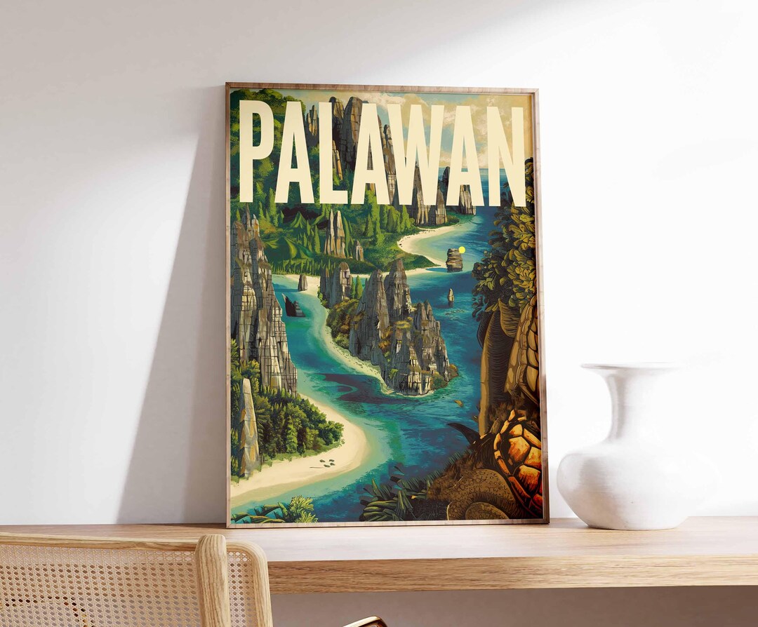 Palawan Print, Southeast Asia Poster, Philippines Travel Poster, Travel ...