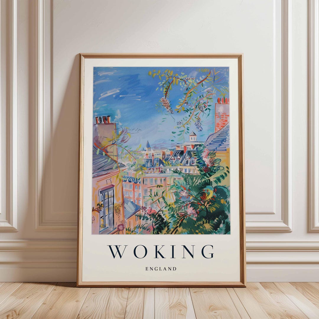 Woking England Travel Poster: UK Town Art Print - Etsy
