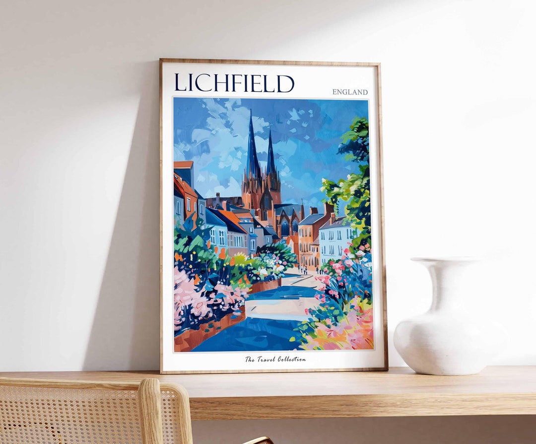Lichfield Poster, England Travel Print, British Decor, United Kingdom ...