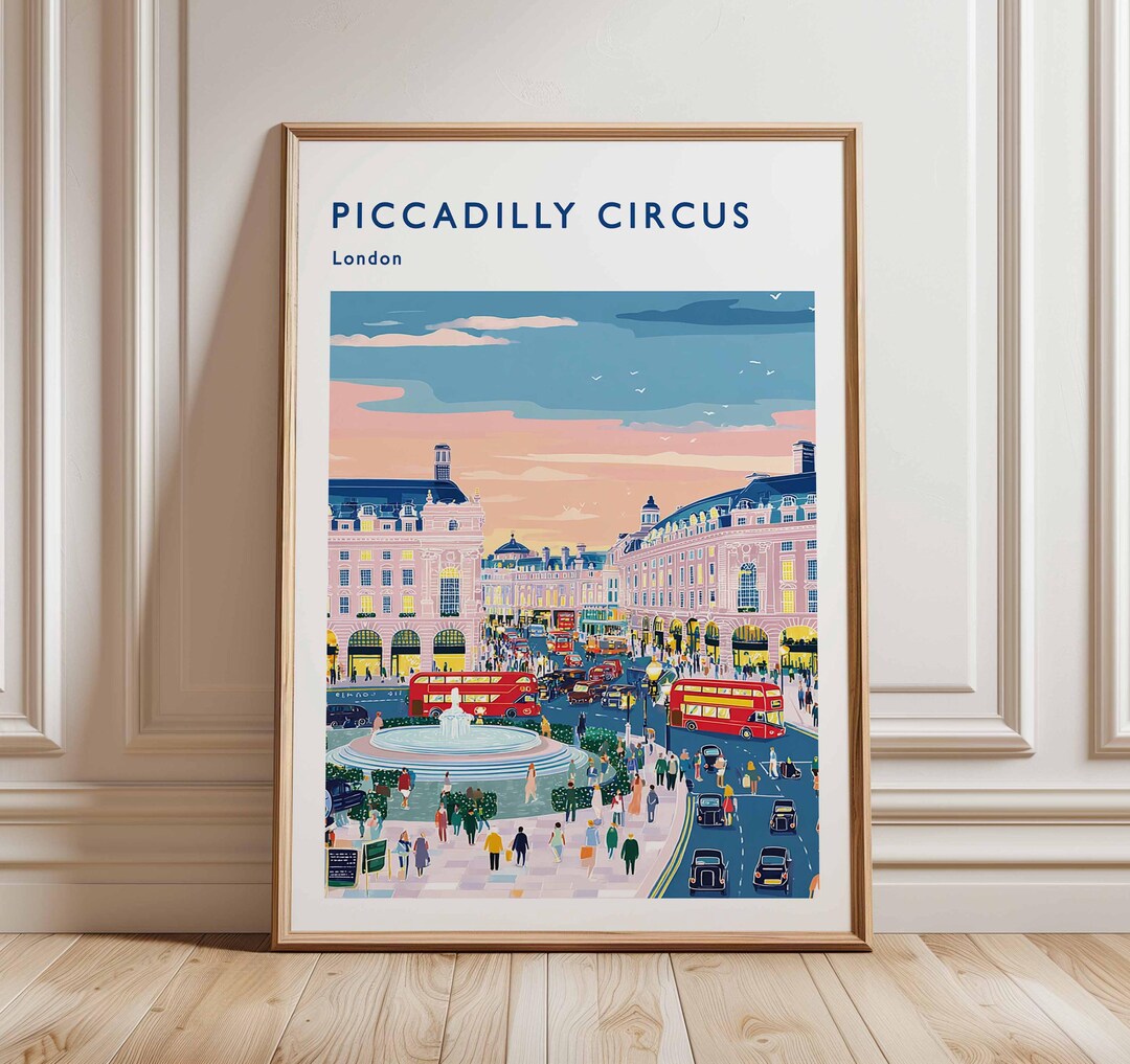 Piccadilly Circus Travel Poster: London Landmark Art Print - Etsy
