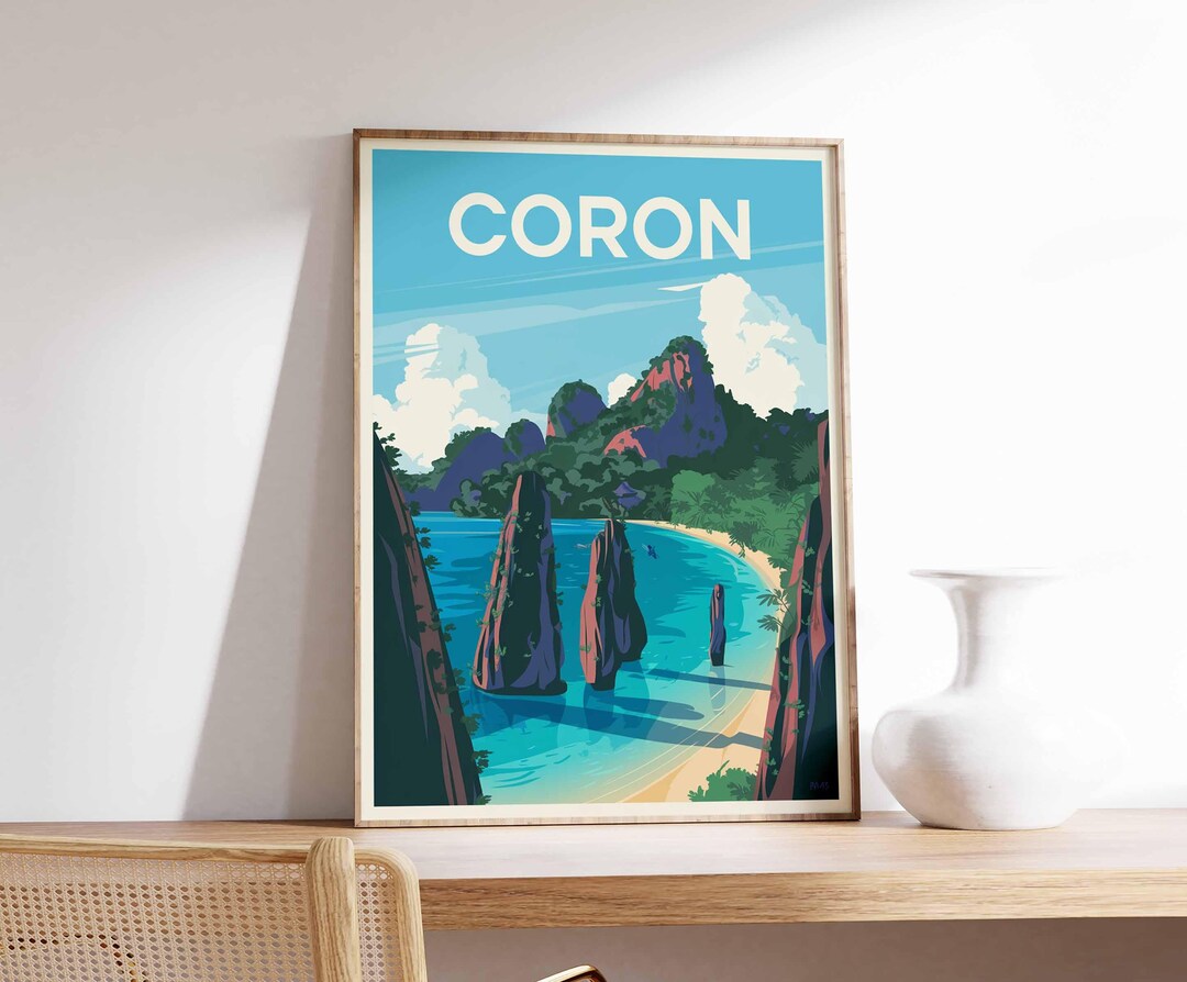 Coron Print, Southeast Asia Poster, Philippines Travel Poster, Travel ...