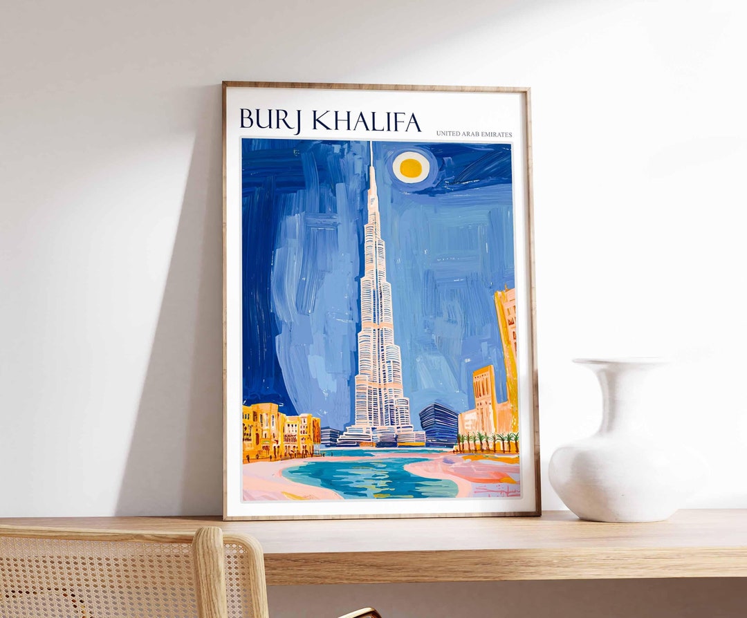 Burj Khalifa Poster, United Arab Emirates Wall Art, Arabian Travel ...
