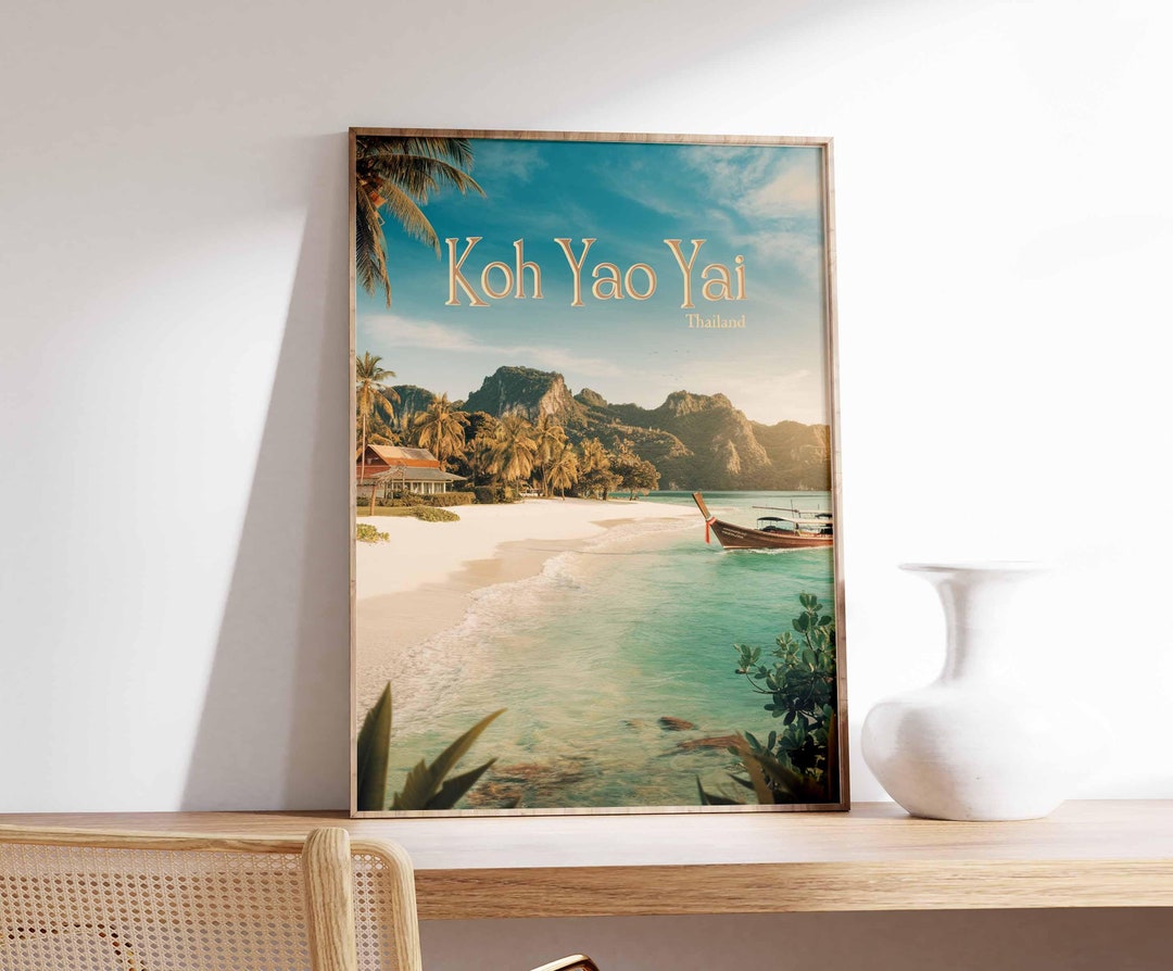 Koh Yao Yai Print, Southeast Asia Poster, Thailand Travel Poster ...