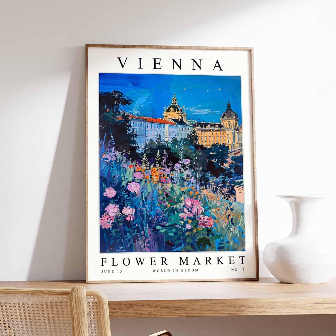 Vienna Flower Market Poster: Austrian Floral Wall Art, Europe Travel ...