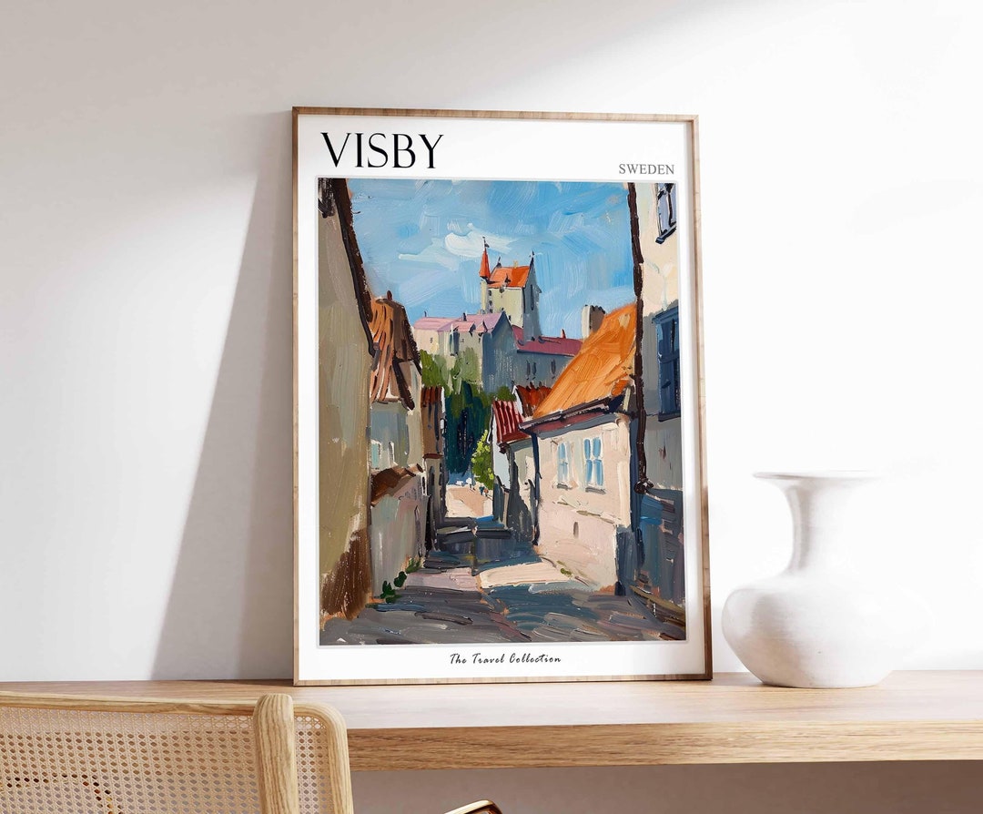 Visby Poster, Sweden Travel Print, European Decor, Europe Travel Poster ...