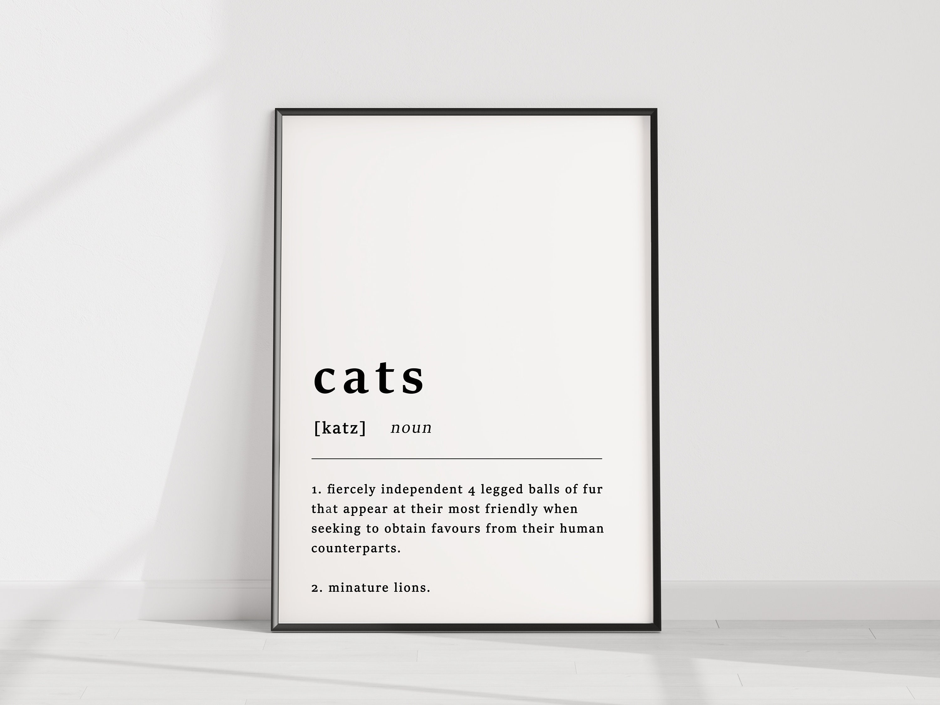 Definition Of Cats Quote Poster Print Cat Print Animal | Etsy