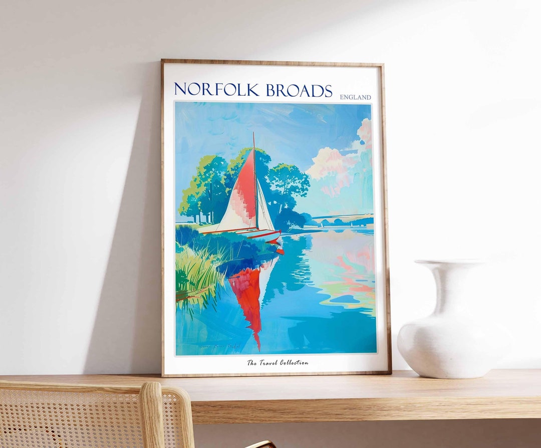 Norfolk Broads Poster, England Travel Poster, Countryside Poster ...