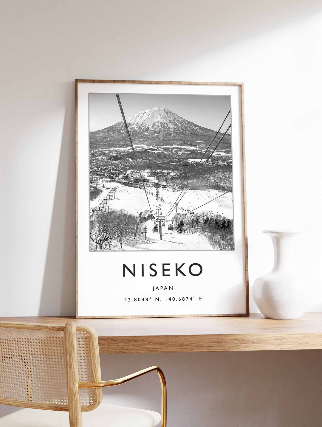 Niseko Skiing Poster: Black and White Japanese Ski Print - Etsy