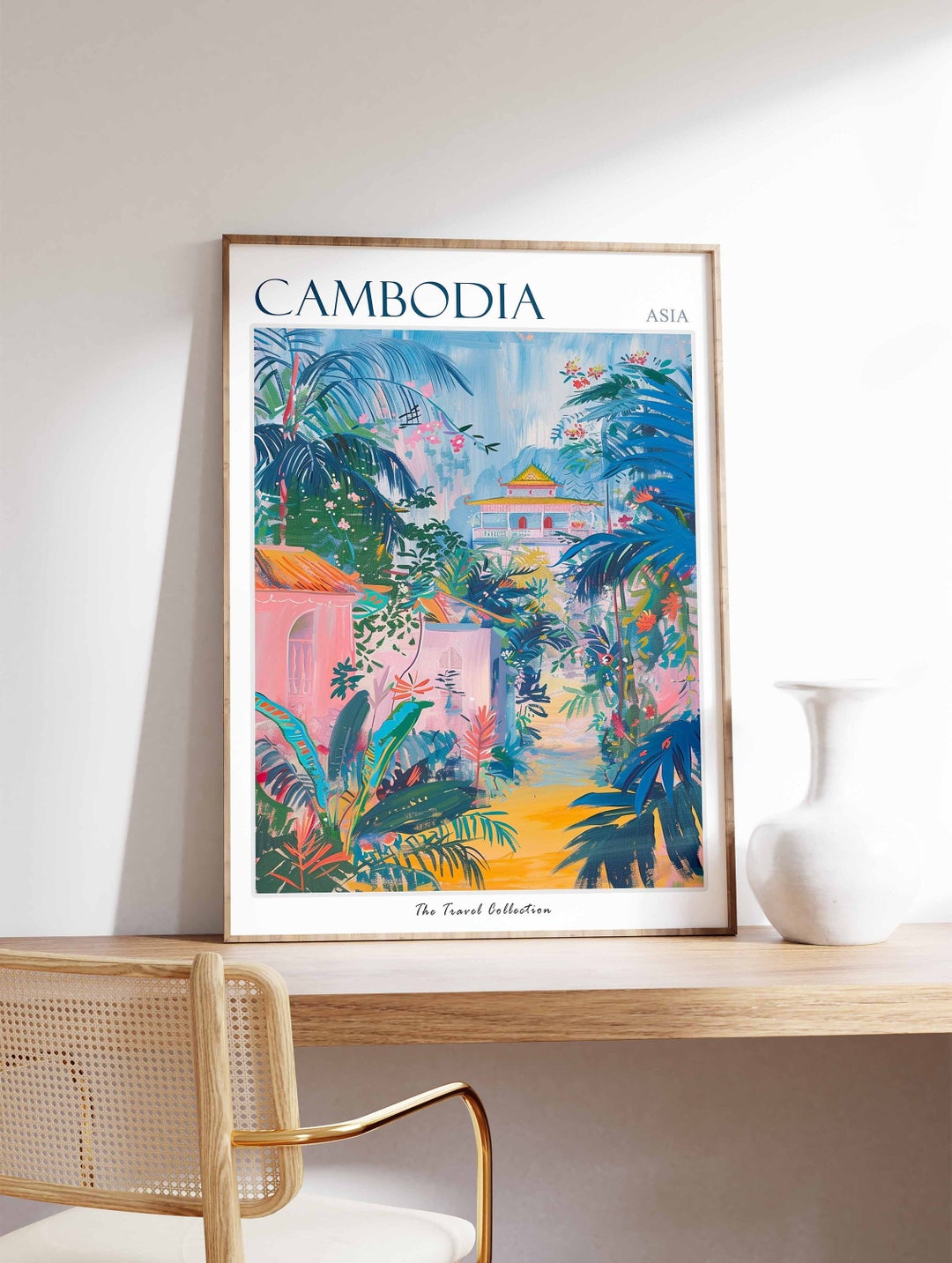 Cambodia Poster, Cambodia Travel Print, Tropical Decor, Cambodian ...