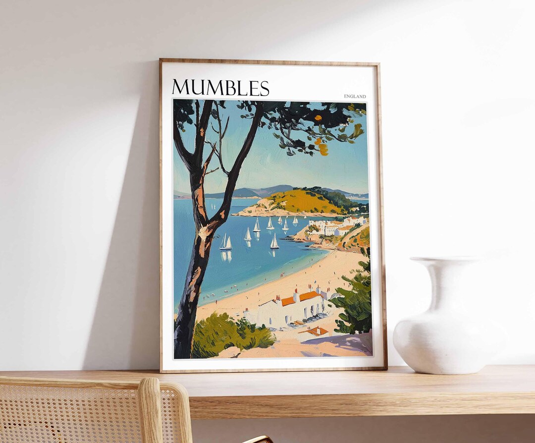 Mumbles Poster, Wales Travel Poster, Coastal Wall Art, UK Decor, Welsh ...