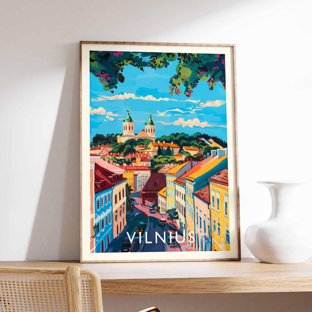 Vilnius Poster, Lithuania Travel Print, Vilnius Old Town Print, Baltic ...