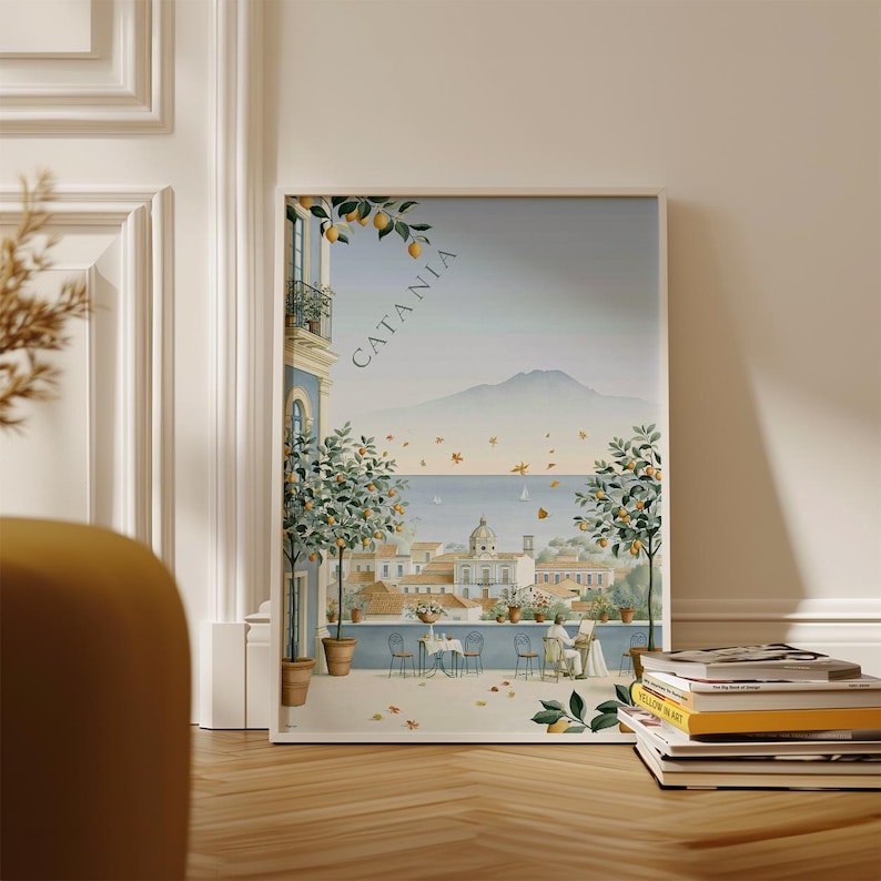 Catania Travel Poster | Coastal City Print | Architecture Wall Art ...