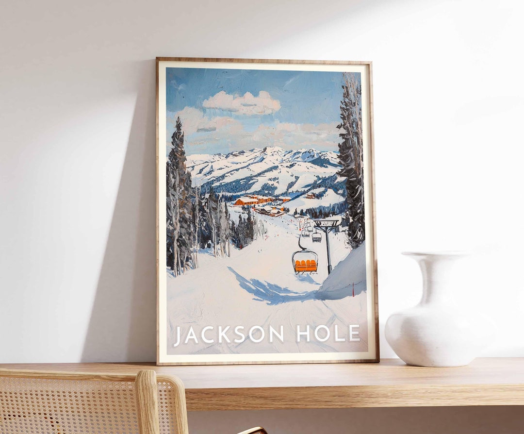 Jackson Hole Ski Poster: Wyoming Travel Art Print - Etsy