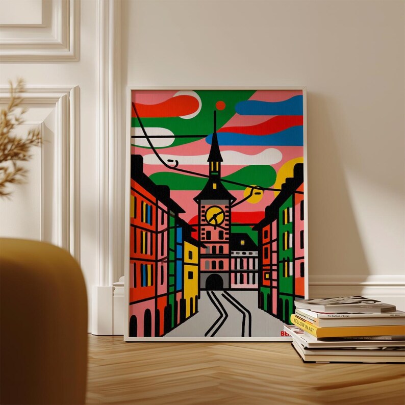 Bern Travel Poster | Clock Tower Print | City Wall Art - Etsy UK