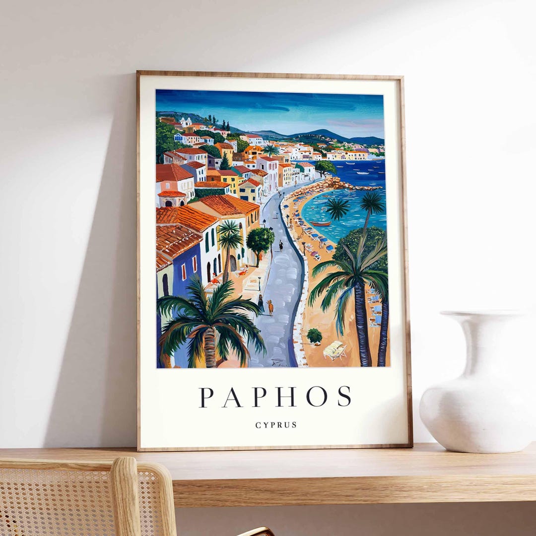 Paphos Beach Print: Cyprus Coastal Travel Art - Etsy