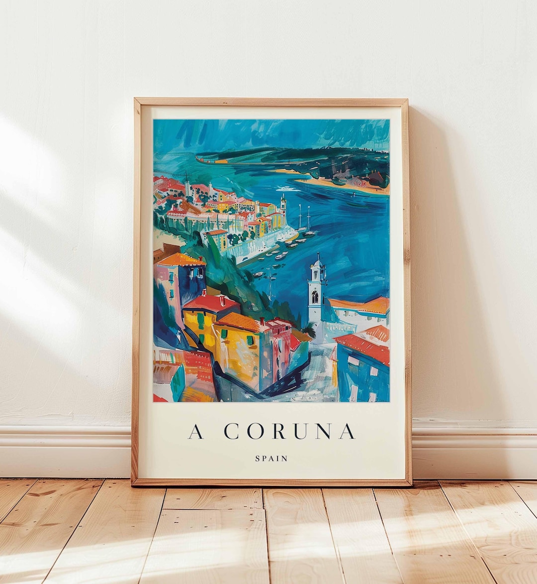 A Coruña Spain Travel Poster: Galicia Coastal Wall Art - Etsy