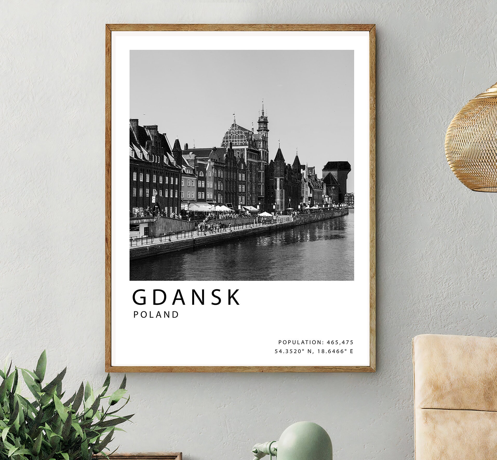 Gdansk Photo Poster Travel Print Black And White Cities | Etsy