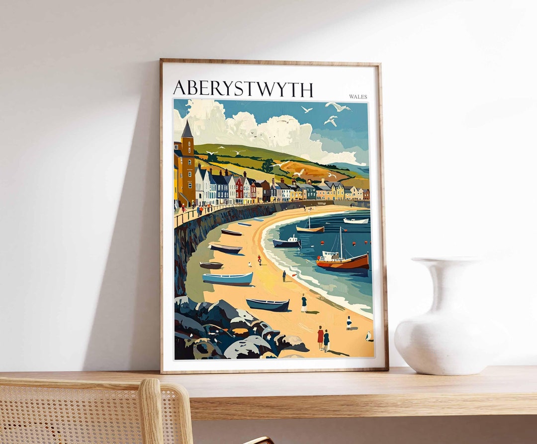 Aberystwyth Poster, Wales Travel Poster, Seaside Poster, Coastal Wall ...