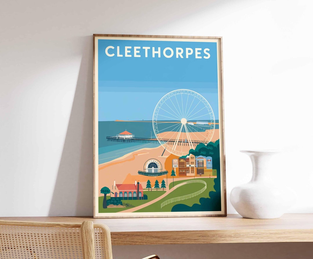 Cleethorpes Print, Coastal Travel Poster, Lincolnshire Travel Print ...