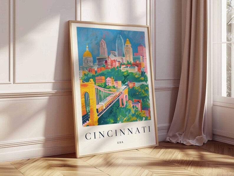 Cincinnati Skyline Poster: Ohio Travel Art, Midwest City Print - Etsy