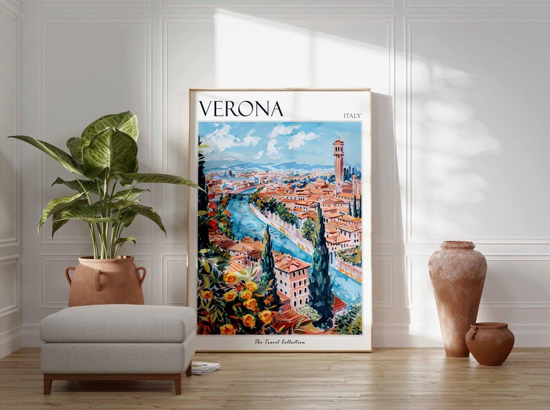 Verona Italy Travel Poster: Romantic Italian Wall Art - Etsy UK