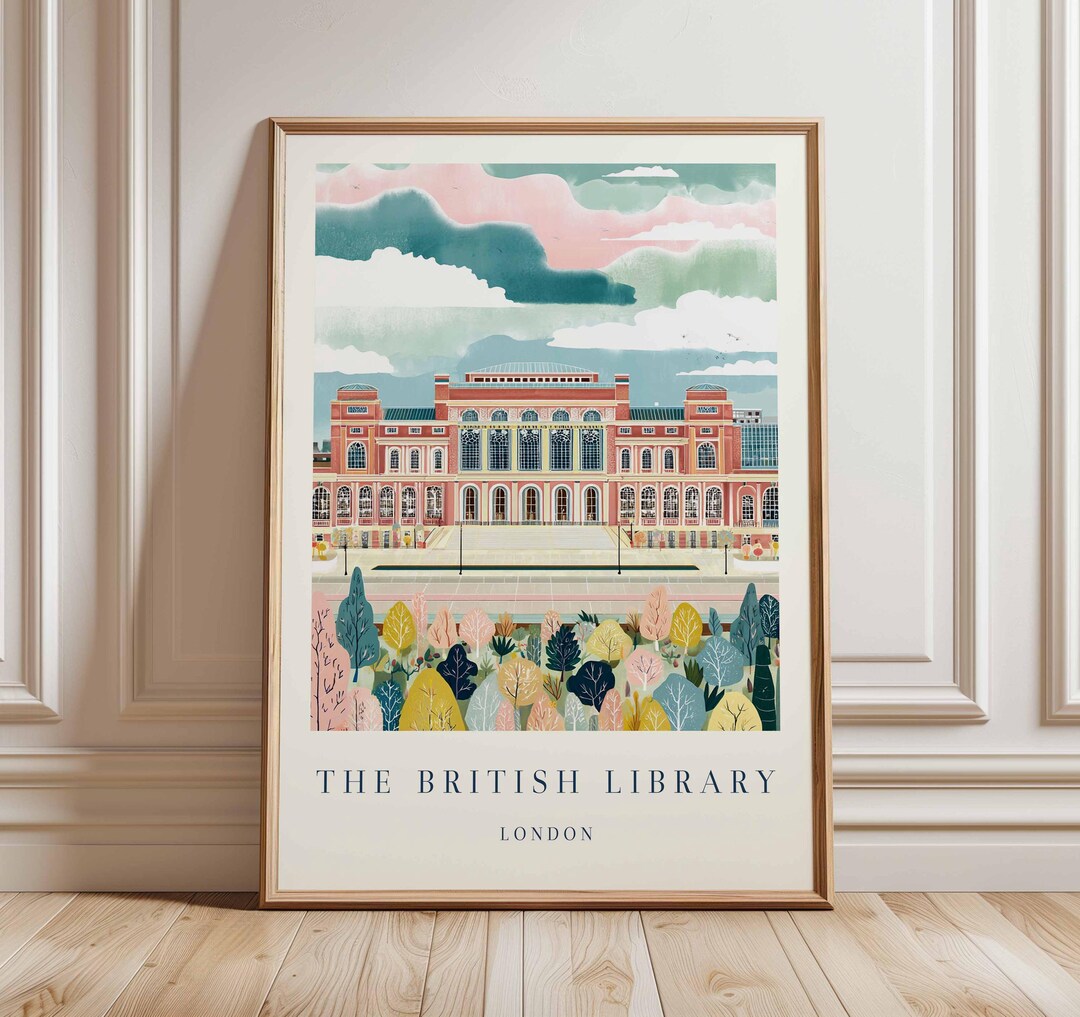 British Library Poster, London Travel Poster, British Library Wall Art ...