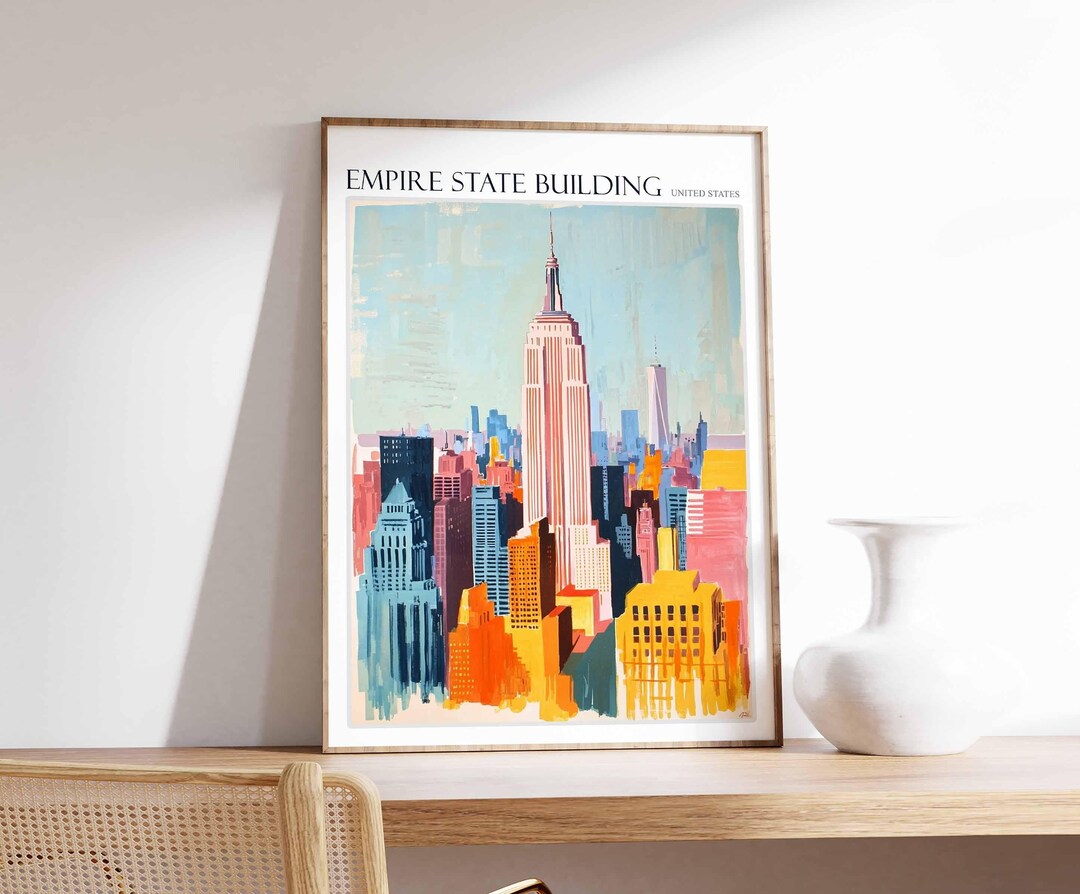 Empire State Building Poster, Empire State Building Travel Print, USA ...