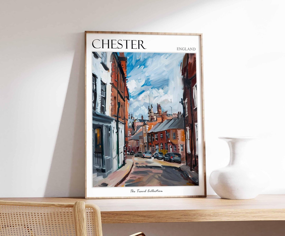 Chester Poster, England Travel Print, British Decor, United Kingdom ...