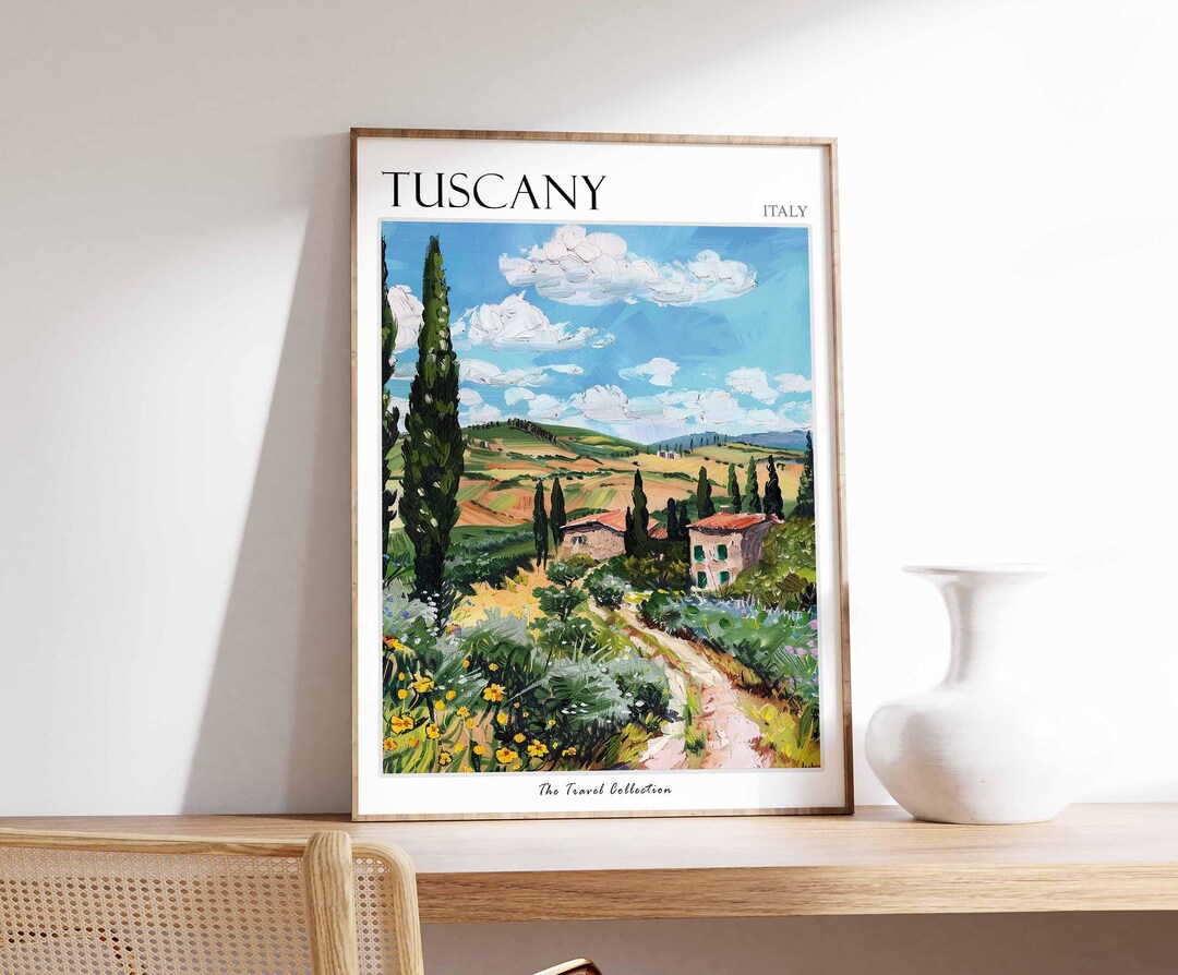 Tuscany Travel Poster: Italian Landscape Art Print - Etsy