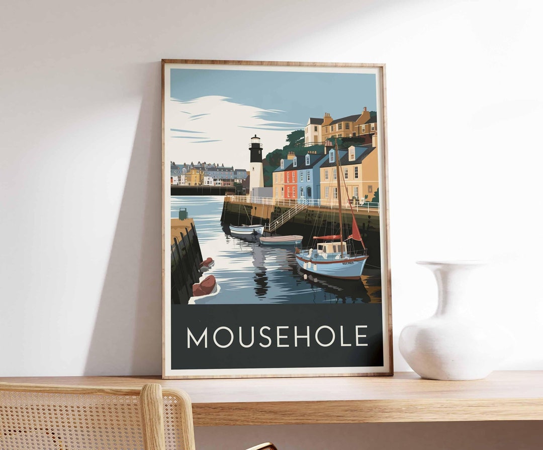 Mousehole Print, Coastal Travel Poster, Cornwall Travel Print, Coastal ...