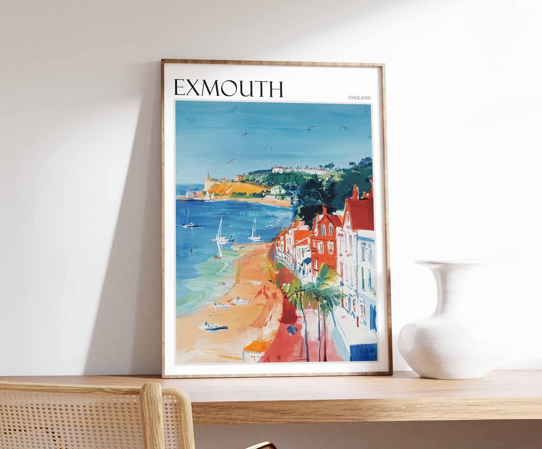 Exmouth Poster, Devon Poster, England Travel Poster, Coastal Wall Art ...
