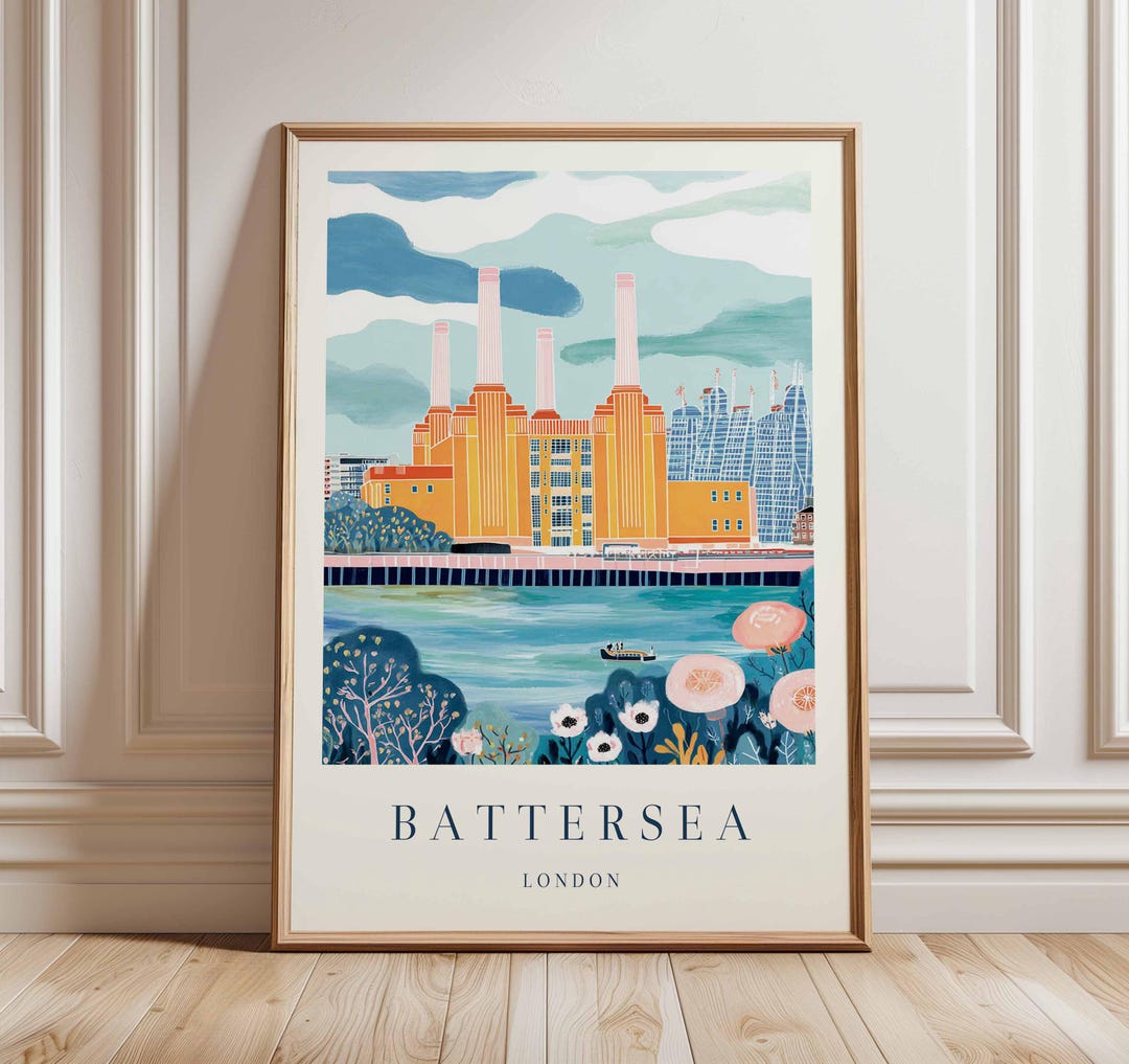 Battersea Power Station Print: London Travel Poster, UK City Wall Art ...