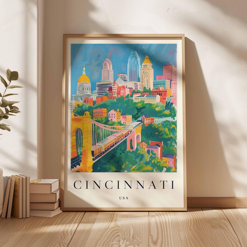 Cincinnati Skyline Poster: Ohio Travel Art, Midwest City Print - Etsy