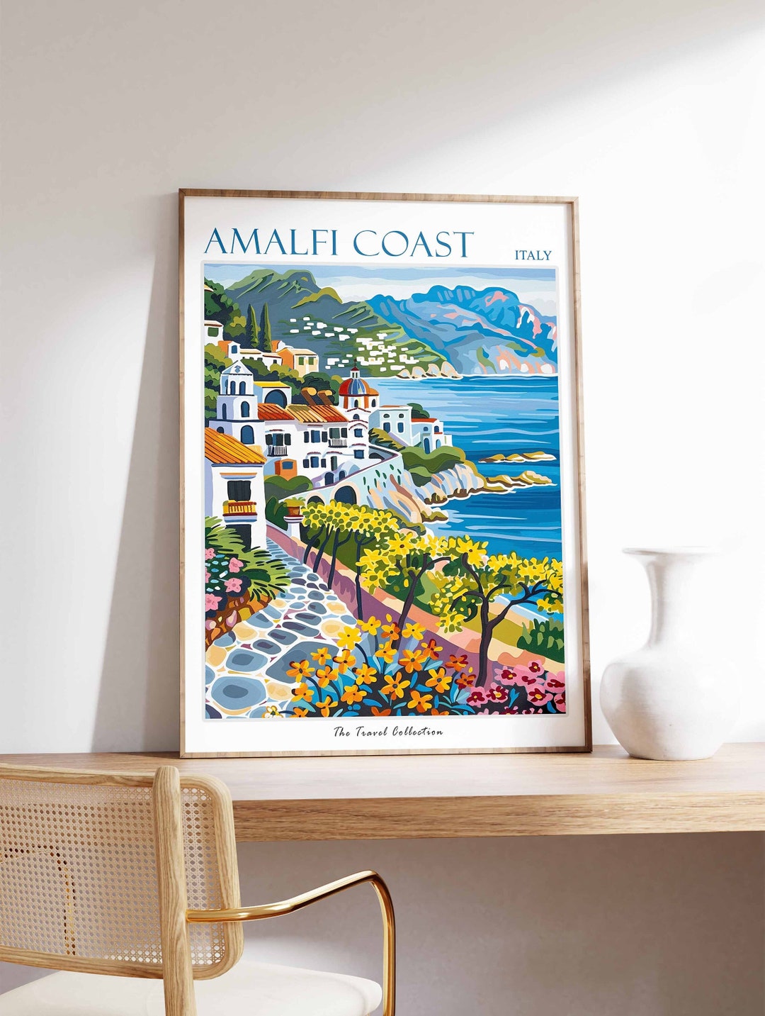 Amalfi Coast Poster, Amalfi Travel Print, Italy Travel Poster, Tropical ...