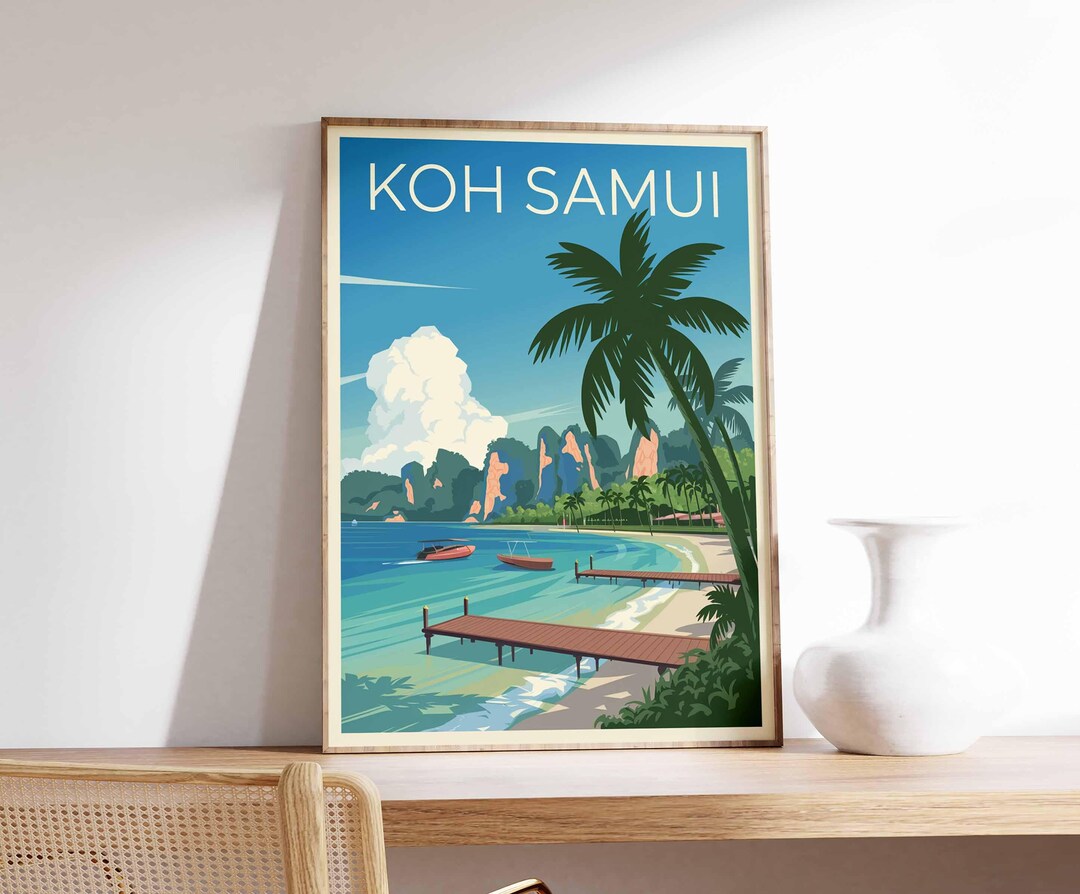 Koh Samui Print, Southeast Asia Poster, Thailand Travel Poster, Travel ...
